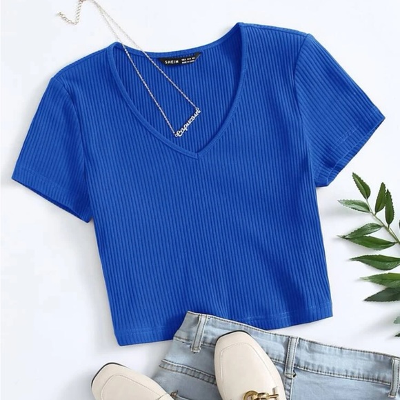 SHEIN | Tops | Shein Royal Blue Cropped Top | Poshmark